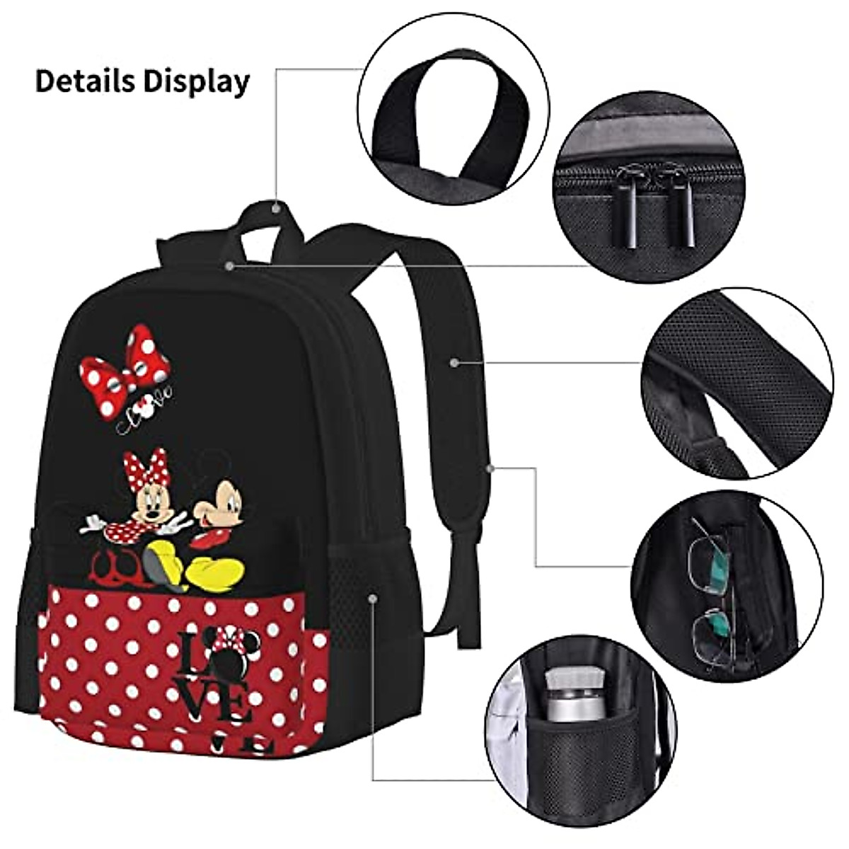 Ybovejuk 3 Piece Backpack Set Cartoon Mouse Backpack With Lunch Box Pencil Case For Women Men Durable Laptop Bag Wear Resistant Travel Hiking Camping Daypack - 9 Green 9