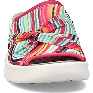 BZees Women's Smile II Slide Sandal, Wave Stripe, 7.5