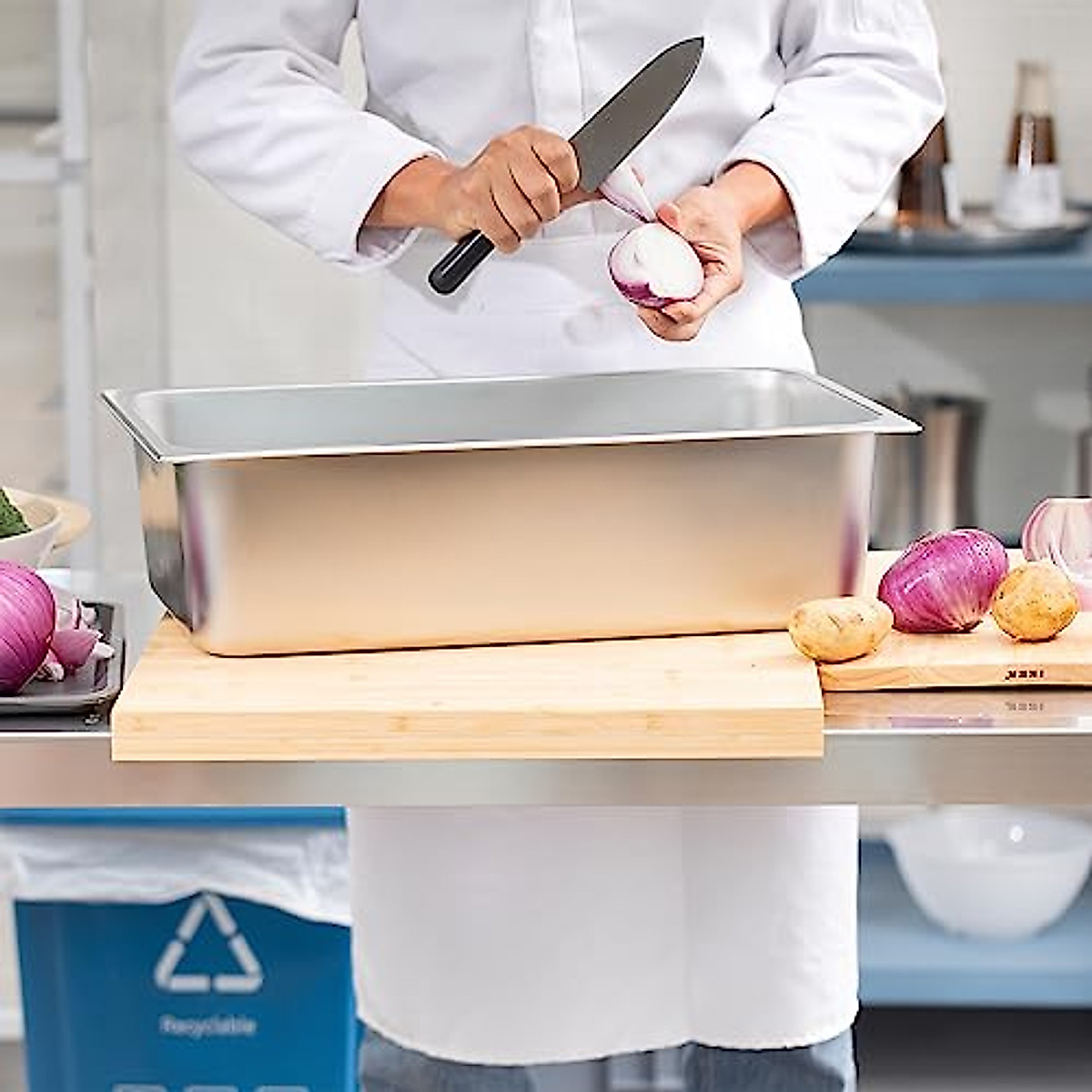 EGGKITPO Stainless Steel Pan 6-Pack 6 Inch Deep Full Size Pans Catering Storage Metal Food Pan Commercial Steamer Pan Food Catering Trays for Hotel Steam Table Tray for Food Warmer