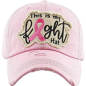 Pink Ribbon Fight Women's Awareness Vintage Baseball Cap (Pink)
