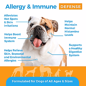 Shed Defender All Natural Allergy Relief & Probiotics Soft Chew Supplements for Dogs - Veterinarian Formulated Anti Itch & Hot Spots Omega 3 Fish Oil, Colostrum - 90 ct.