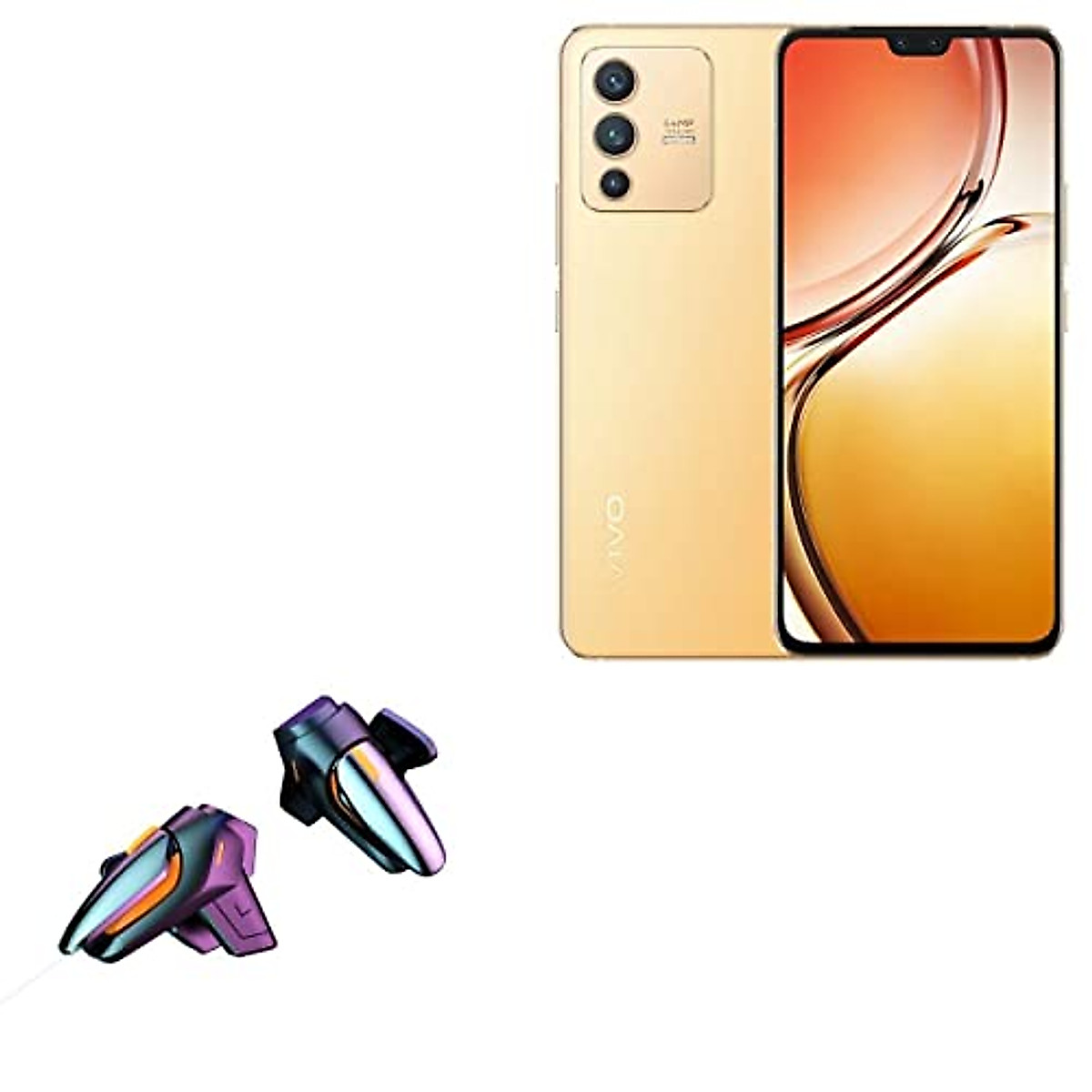 BoxWave Gaming Gear Compatible with vivo V23 (Gaming Gear by BoxWave) - Touchscreen QuickTrigger, Trigger Buttons Quick Gaming Mobile FPS for vivo V23 - Jet Black