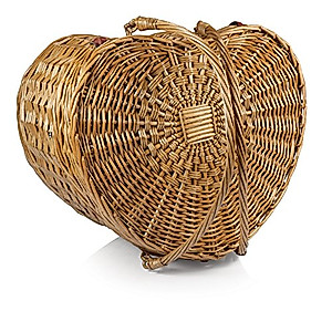 PICNIC TIME Heart Wicker Picnic Basket, 2 Person Set, Couple Gifts, (Antique White)