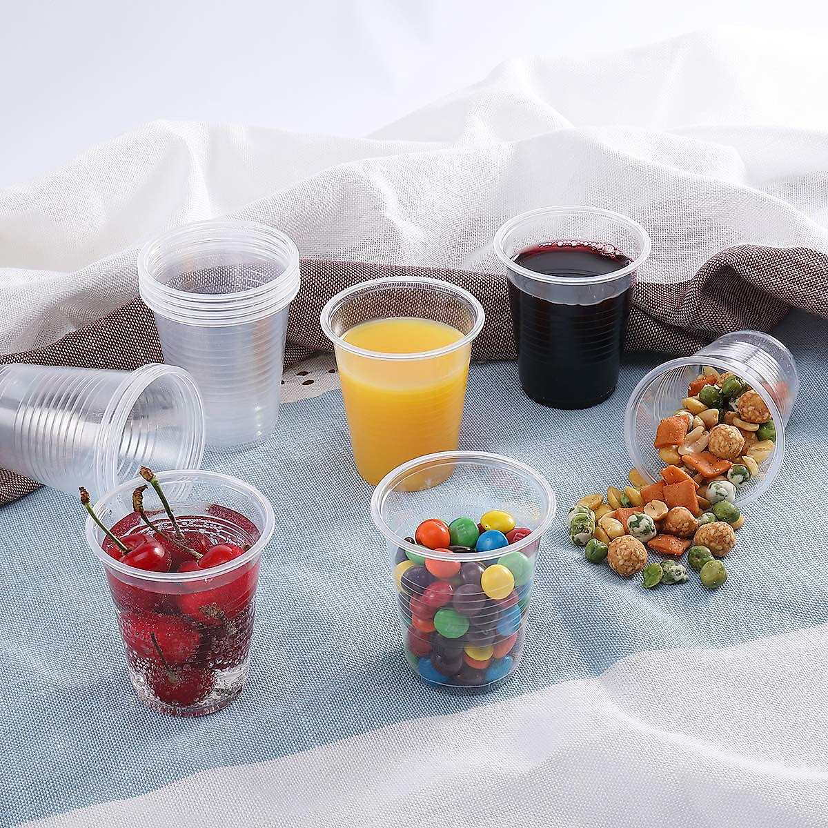 Turbo Bee 500 Pack 5 OZ Clear Plastic Cups，Disposable Mouthwash Cups,5 Ounce Cups-Party Cups Ideal for Whiskey, Drinking Tasting, Food Samples