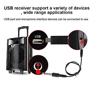 Microphone, VHF Handheld Cordless Dynamic Mic System with USB Receiver for Karaoke Wedding Party Singing Classroom