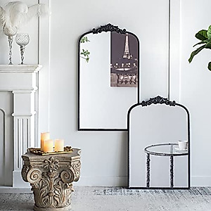 A&B Home Arched Vertical Mirror-Wall Mirror with Metal Black Frame,24"x42" Large Arch Mirror for Bathroom Bedroom Living Room