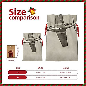 World War 2 Aircraft Airplanechristmas Drawstring Gift Bag, Linen Drawstring Gift Bag, Reusable Drawstring Gift Bag, Used For Christmas, Birthday, Wedding Supplies