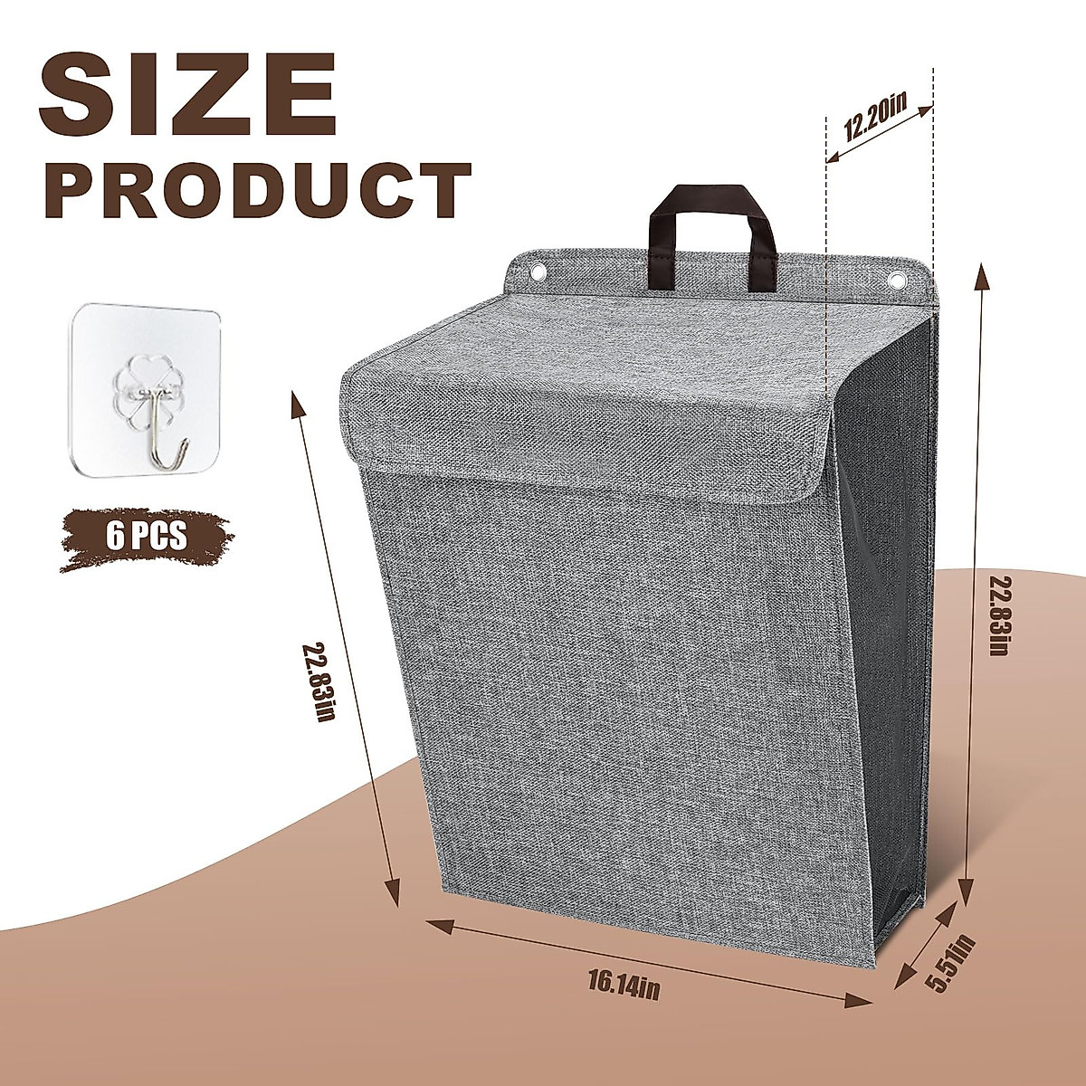 Genogore Hanging Laundry Hamper Bag, 3 Pack Collapsible Laundry Baskets with Lids and Over the Door Hooks, Laundry Bags for Laundry Room Bedrooms Bathrooms College Dorms