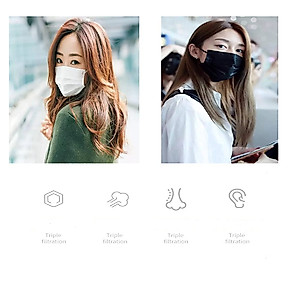 Curora 50 Pcs Black Face Masks 3Ply Black Disposable Face Masks Filter Protection