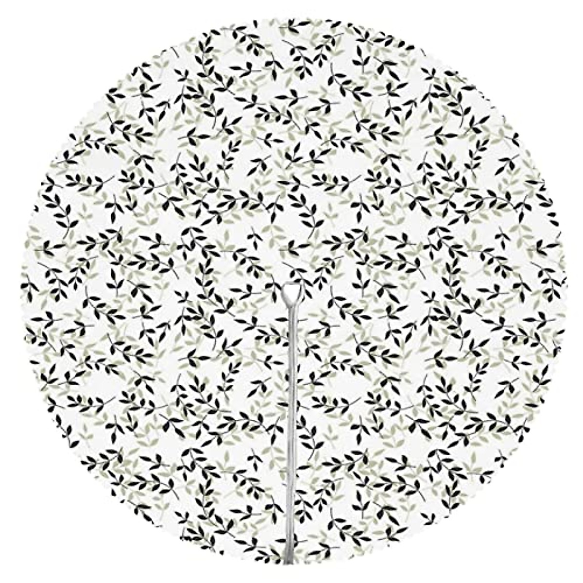 Lirduipu Botanical Pattern Round Outdoor Tablecloth,Outdoor Round Tablecloth with Umbrella Hole - Water Resistant Spillproof,for Party Patio Garden Tabletop Decor(52" Round,White Pale Khaki)