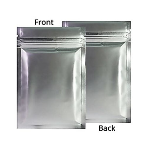 Sweet And Sleak 100 Pcs Resealable Mylar ZipLock Smell Proof Bags 4 x 6 Inches Flat Double Sided Silver Heat Sealable Incl. 24 Small Round ''Thank You'' Stickers (AP083)