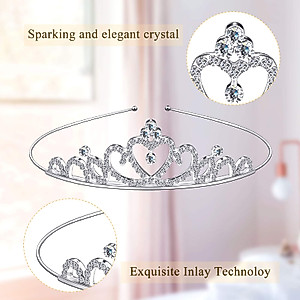 Hicarer 6 Pieces Girls Crystal Tiara Heart Rhinestone Tiara Crown Princess Crystal Headband for Wedding Prom Birthday Party (Delicate Style)