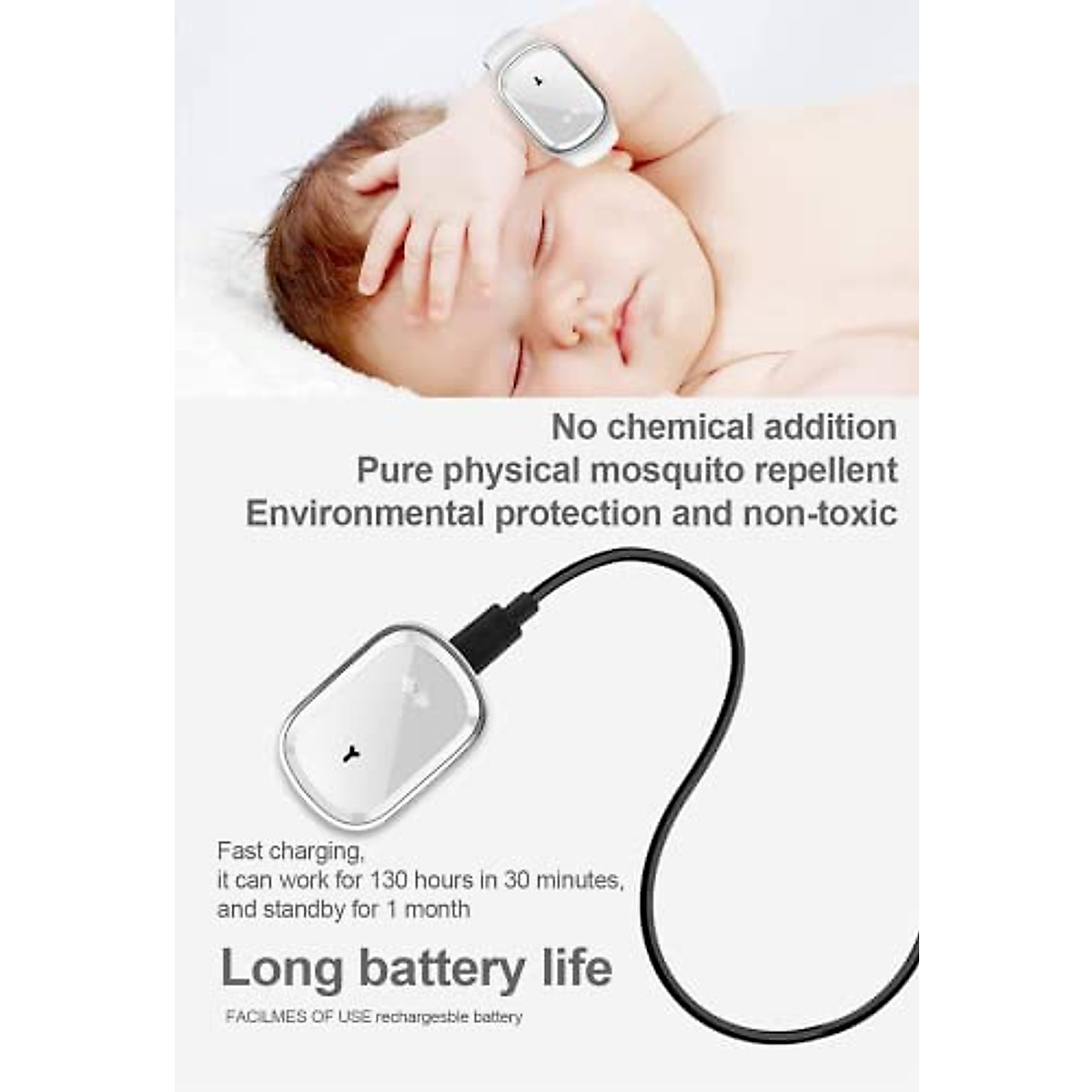 Mosquito Repellent Bracelet Outdoor, Ultrasonic Insect Wristband Watch USB Charging Portable Repeller Electronic Bracelet Highly Effective Anti Mosquito Baby Kids Adults