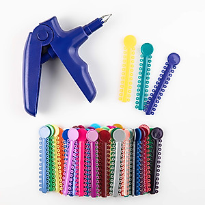 Dental Orthodontic Ligature Ties and Orthodontic Ligature Gun Tools Teeth Orthodontic Ligature Ring Rubber Bands Multi-Color(1040 Pcs/Bag)