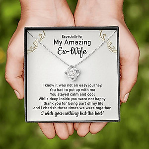 To My Especially Amazing Ex Wife Necklace, Funny Best Ex Wife Jewelry Gift On Her Anniversary Birthday Christmas From Ex Husband. (Two Toned Box)