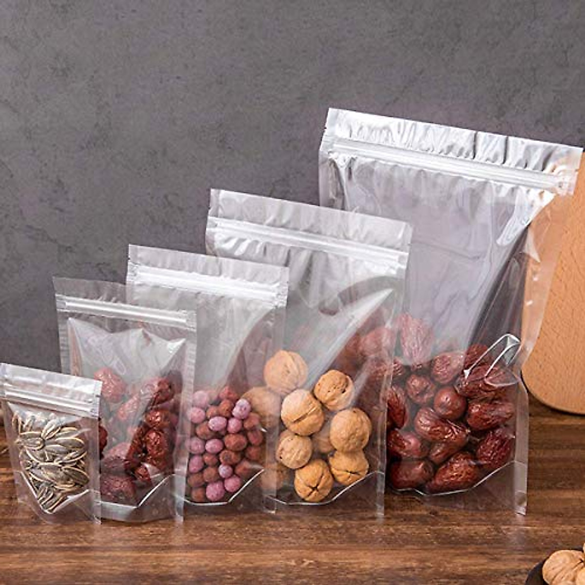 100 Pack Clear Zipper Stand Up Pouch Bag, Dry Fruit Food Packaging Bag, Moisture-Proof Transparent Sealing Bag Resealable Ziplock Snack Food Tea Pouches (4" x 6")