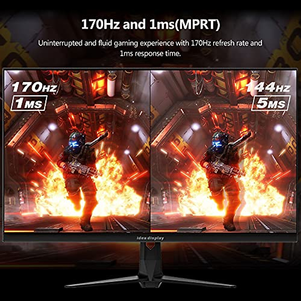idea display 170Hz Gaming Monitor 27-inch 1440P (Supports 144Hz) Computer TN 2K QHD 2560X1440 1ms 1.07B Display Colors 90% DCI-P3 HDMI Displayport Frameless Freesync HDR Speaker LED G27Q