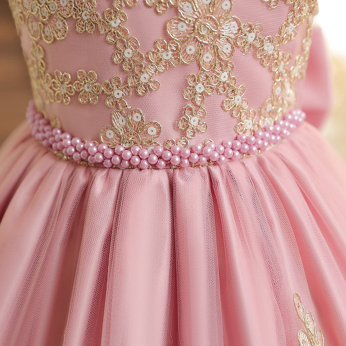 NNJXD Baby Girl Birthday Tutu Gown Pageant Party Wedding Dress 2035 Light Pink Size(90) 12-18 Months