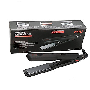 Professional Keratin Hair Straightener 1.25" Wide Flat Iron Hair Straightener Instant Heat Up Flat Iron 285℉-450℉, Dual Voltage, Auto Shut Off (Black)