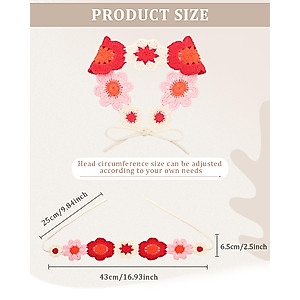 Ufgin HAIRBAND for Women - Handmade Crochet Headband, Adjustable Hippie Hair Bandanas, Boho Headbands, Knit Hair Bands - 2 Count (Red, Green)