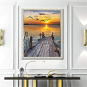 Disxvivy Cross Stitch Stamped Full Embroidery Kits DIY 11CT Cotton Thread Printed DIY Needlepoint Kits DMC Craft Needlework Set Cross-Stitch Stamped Sets-Sunset Scenery 15.7x20.9 inch