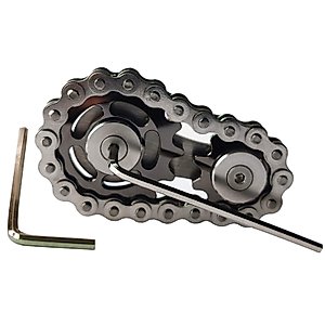 Bitopbi Sprocket Fidgets Chain Stainless Steel Fidget Cube Gears Linkage Bike Chain Novelty Fidget Block Kinetic Desk Toy Metal EDC Focus Meditation Break Bad Habits ADHD (Gunmetal)