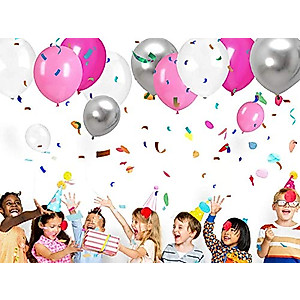 Pink Silver and White Balloons 60 pcs 12 inch Rose Red Latex Balloons Silver Metallic Balloons for Party Birthday Wedding Baby Shower Decorations