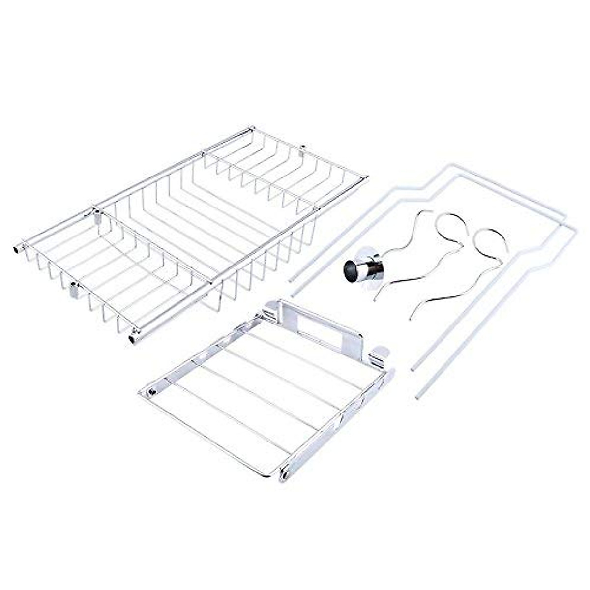 GOTOTOP Stainless Steel Tub Shampoo Bath Caddy Bathtub Caddy Tray, Stainless Steel Bathroom Bath Tub Table Caddy Tray Shelf with Extending Sides and Removable Wine Glass Book Holder Bath Organizer