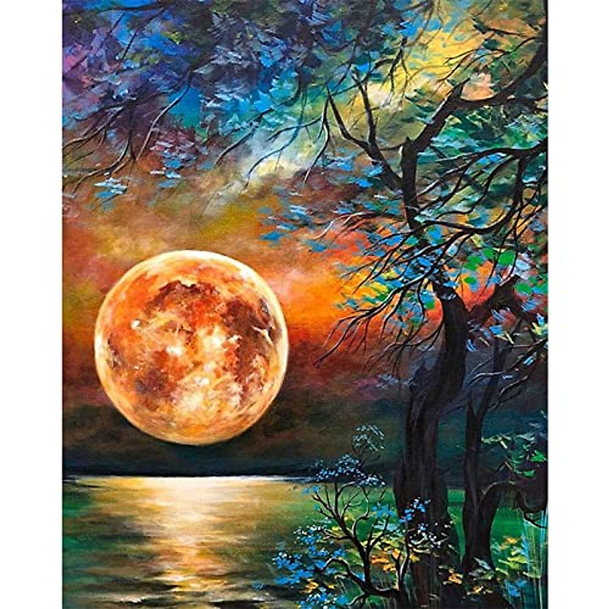 Moon Diamond Painting Kits - 5D DIY Diamonds Dots Art for Adults Full Drill Round Gem Painting Crystal Craft Kit for Adults for Wall Décor (20x16inch Moon) (20×16in, Moon)