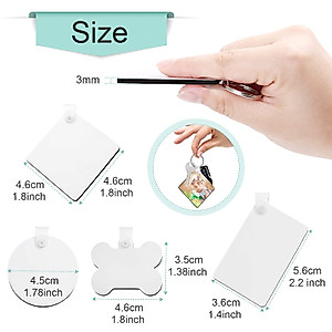 120Pcs Sublimation Keychain Blanks Bulk, DIY MDF Blanks Keychain with Keyrings, 4 Shape Sublimation Blank Keychain, Double-Sided Printed Heat Transfer Keychain