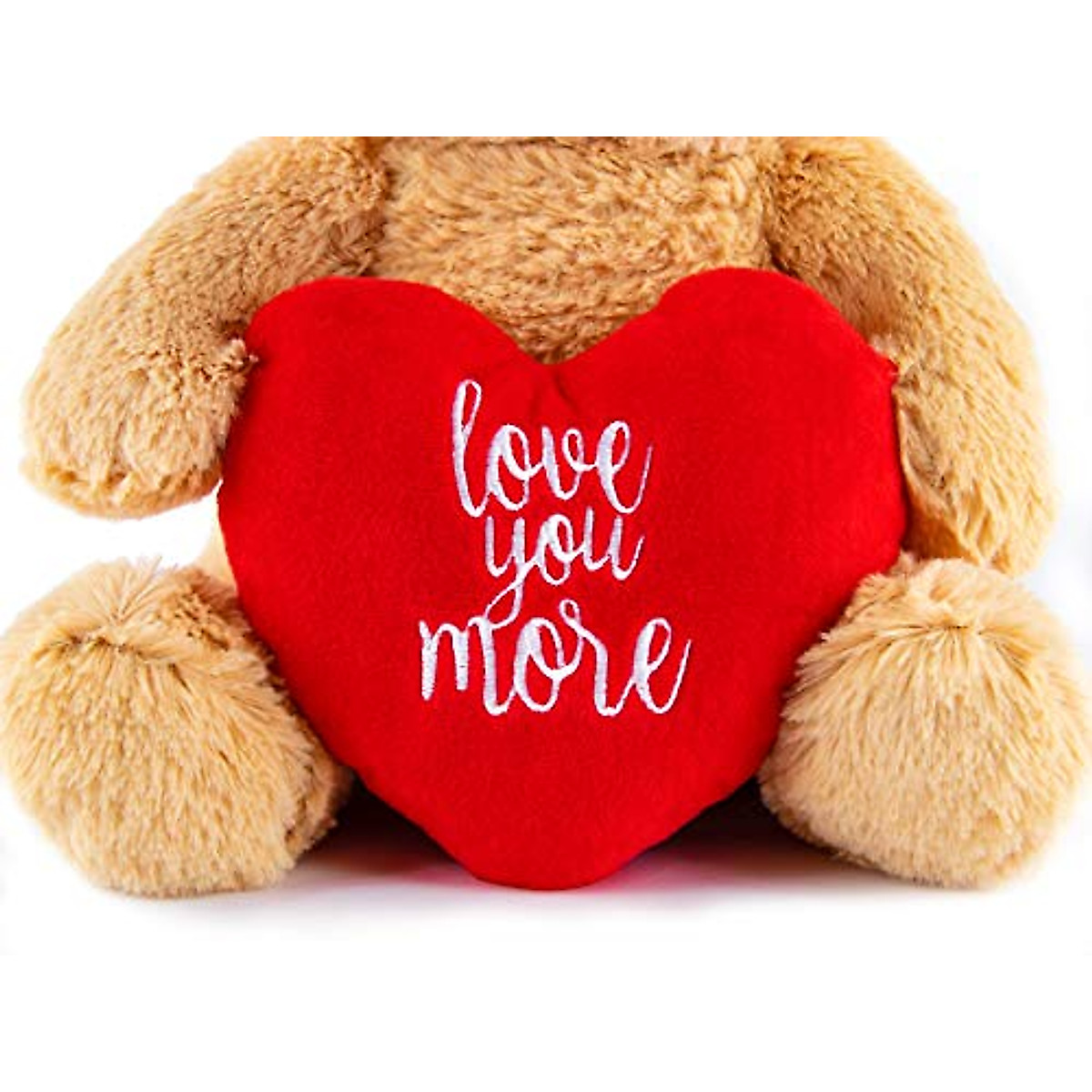 JENVIO I Love You Teddy Bear – Love You More 12 Inch Plush – Heart Stuffed Animal for Girlfriend Boyfriend Gift Age 15 and UP Valentine's Day Gift