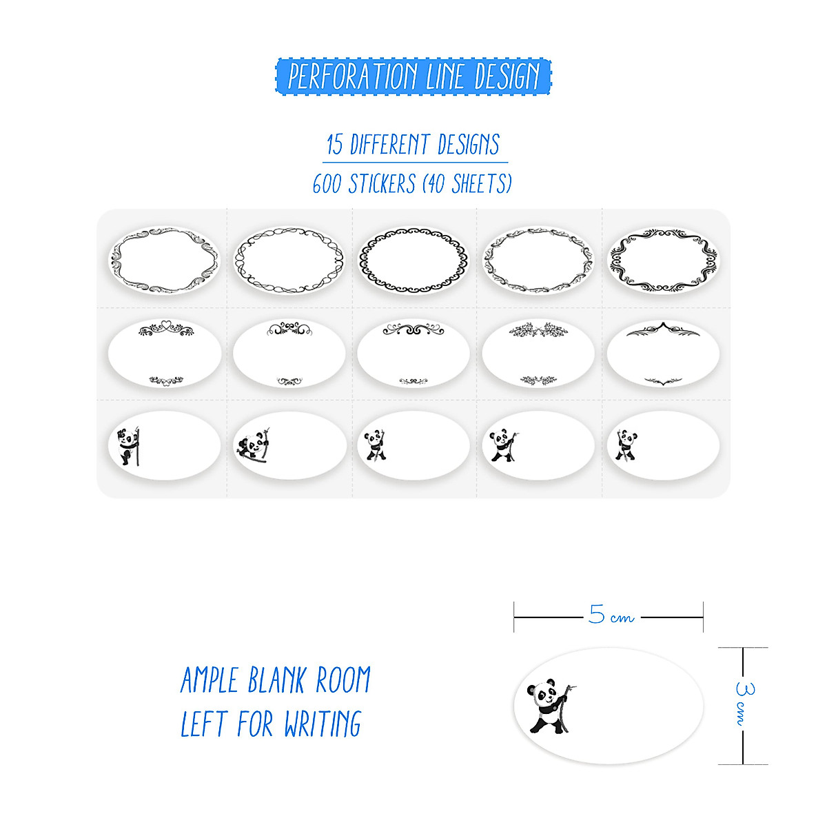 easykart labels 600 Removable Freezer Pantry Canning Labels Set Water Oil Resistant with Perforation Line for Food Containers Jars Kitchen Restaurant Storage Organization