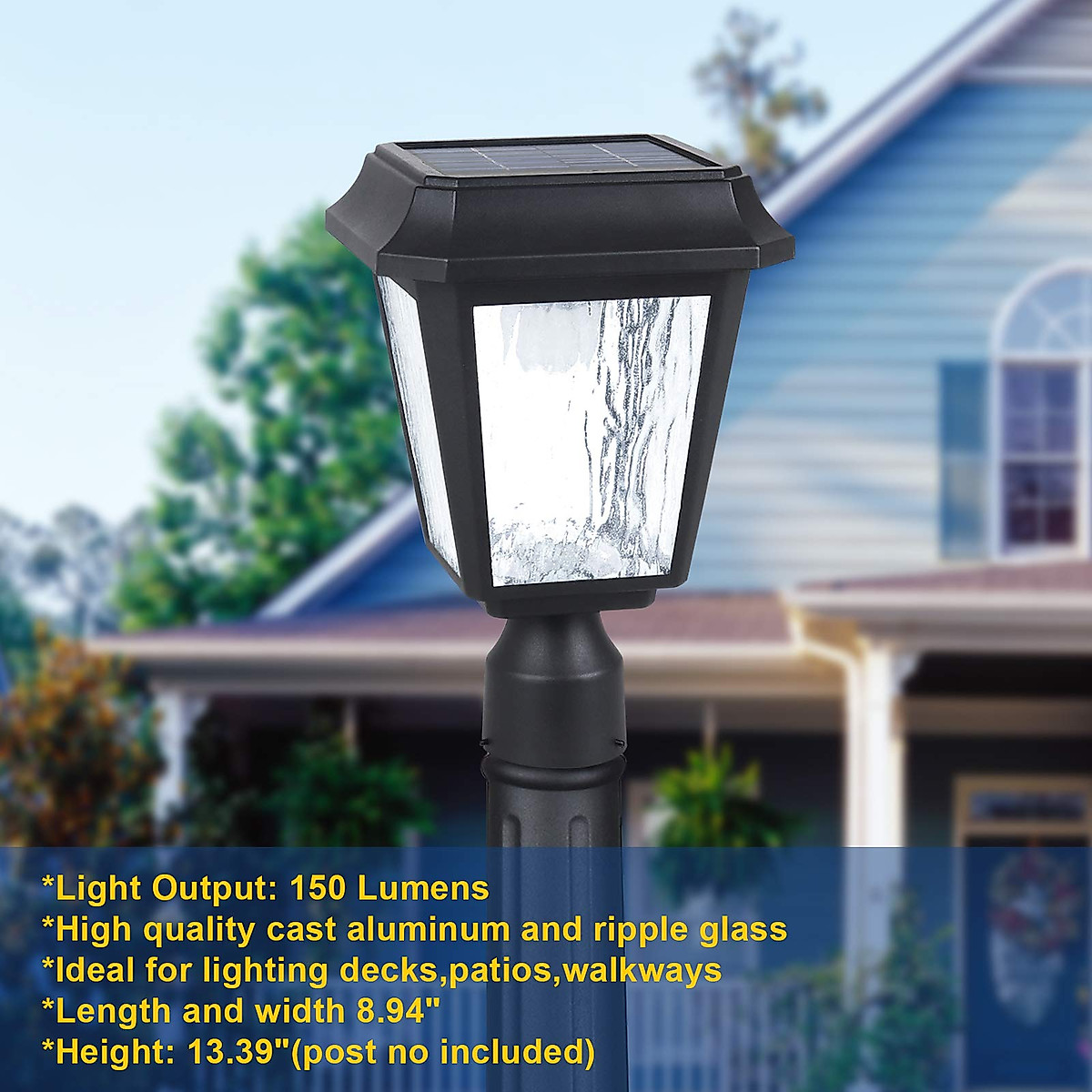 KMC Lighting ST4618Q-A Solar Lamp Post Lights Solar Post Lights Outdoor Post Lights Die-Casting Aluminum 3-inch Fitter Base for Post Mount