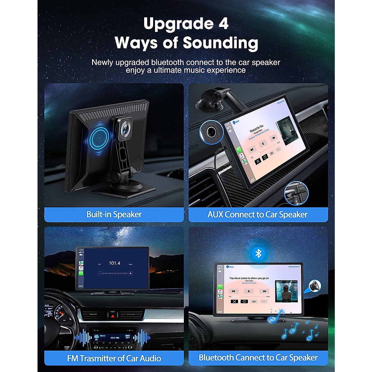 LAMTTO 9 Inch Wireless Car Stereo with Apple Carplay & Android Auto,Portable Touch Screen GPS Navigation for Car,Car Audio Receivers with Bluetooth,Airplay,AUX,Screen for All Vehicles