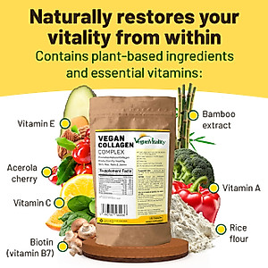 Vegan Collagen Supplements with Biotin for Hair, Skin, Nails & Joints - 2 Months Supply. Cruelty Free Plant Based Collagen Vegan, Vegetarian Collagen Booster Pills for Women and Men