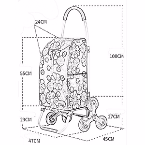 Shopping Trolley,Foldable Shopping Cart 6 Wheels Climbing Trolly/Aluminum Alloy/Waterproof Shopping Bag/Collapsible Push Pull Carts 55L (Size : 6 Wheels)