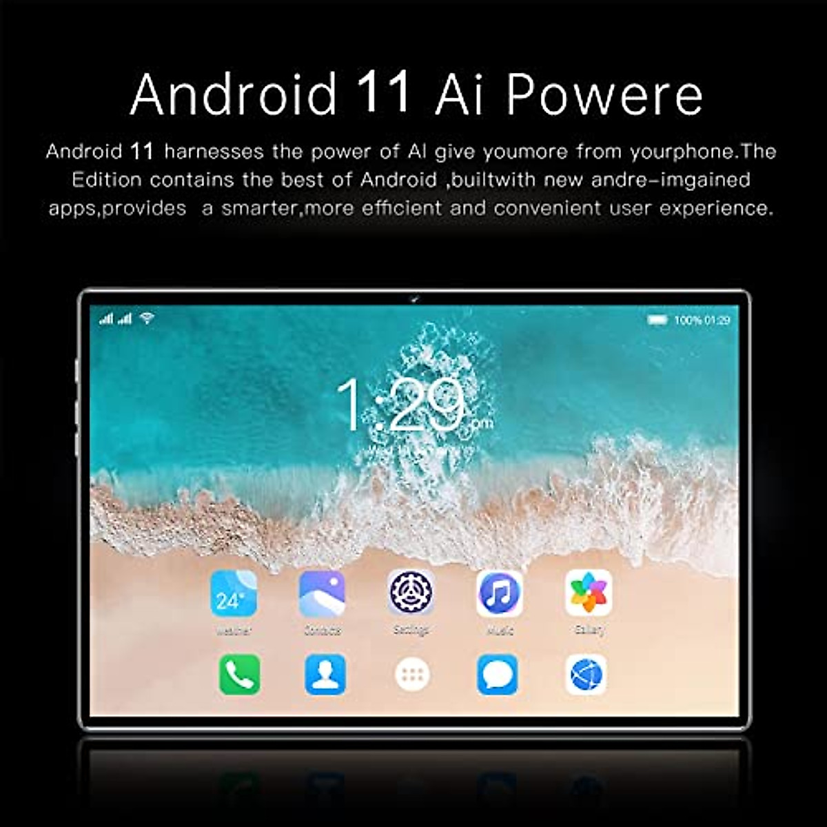 Naroote HD Tablet, 7000mAh Battery 5G WiFi Office Tablet 100‑240V (Blue)