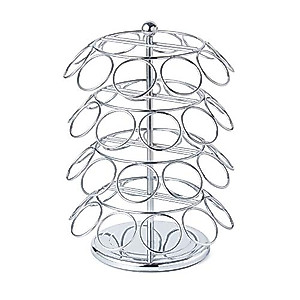 Nifty K Cup Holder – Compatible with K-Cups, Coffee Pod Carousel | 40 K Cup Holder, Spins 360-Degrees, Lazy Susan Platform, Modern Chrome Design, Home or Office Kitchen Counter Organizer