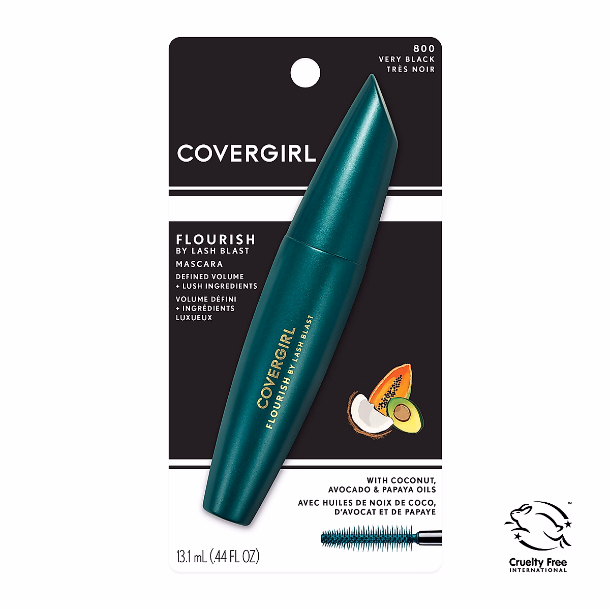 COVERGIRL Flourish Blast Mascara, Deep Conditioning, Very Black 800, 0.4 Ounces,Mascara, Volume Mascara, Volume & Length Mascara, Lengthening Mascara, No Clumping or Smudging