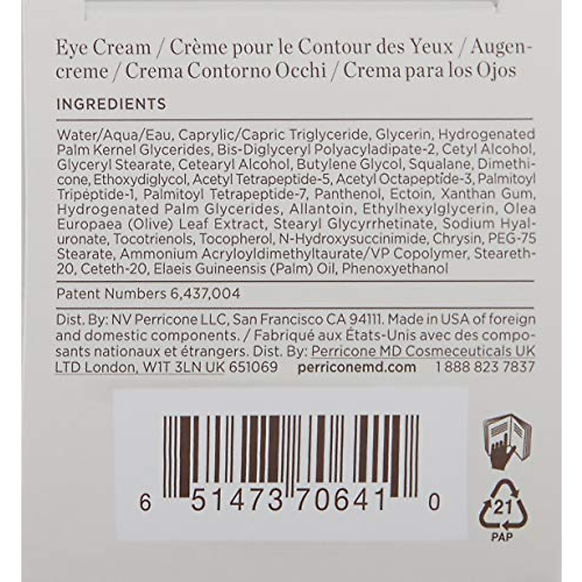 Perricone MD Hypoallergenic Firming Eye Cream 0.5 Ounce