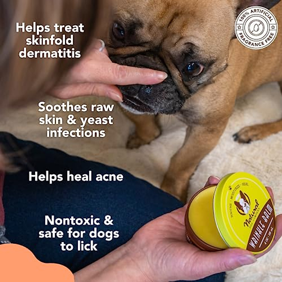 Natural Dog Company Wrinkle Balm Bundle, 2 oz. Tin & Travel Stick, Dog lotion for dry itchy skin, Cleans Wrinkles, Yeast Infection treatment for dogs, Plant based, Made in USA