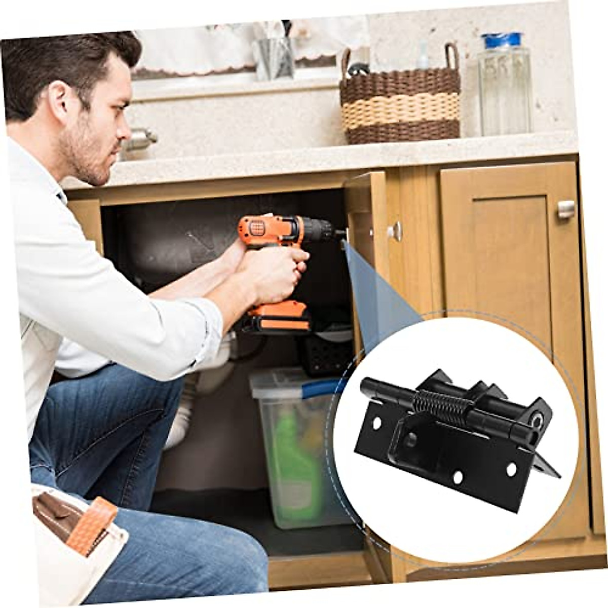 OSALADI 90 Automatic Closing Hinge Heavy Duty Door Closer Heavy Duty Hinges Exterior Door Hinges Spring Hinge Folding Leg Hinge Springs Manganese Steel Black Small Hinges Spring Door Hinge