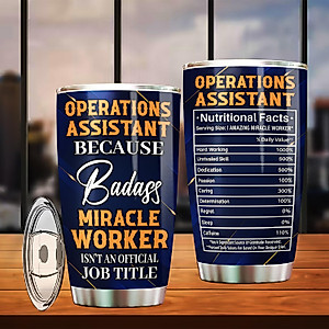 Operations Assistant Tumbler 20oz – Stainless Steel Insulated Travel Mug for Men & Women, Coffee Cup Gift for Operations Assistant, Work, Office, Retirement, Birthday, Christmas, Appreciation