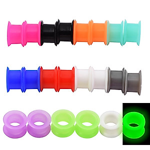 Longbeauty 36Pcs/76Pcs Colorful Soft Silicone Ear Gauges Flexible Ear Skin Tunnels Earlets Plugs Stretcher Expander Set Piercing Jewelry 2g-3/4