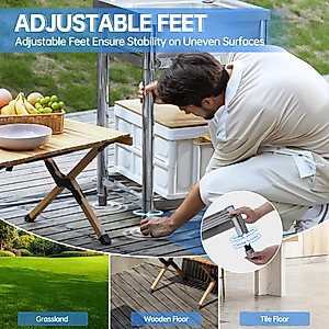 JOPHUN Stainless Steel Sink, Free Standing Single Bowl Kitchen Sink w/Storage Shelves Indoor Outdoor