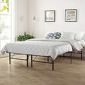 Queen Bed Frame Metal Platform Bed Frame Queen Size 14 Inch Mattress Foundation Box Spring Replacement Heavy Duty Steel Slat Noise-Free Easy Assembly,Black