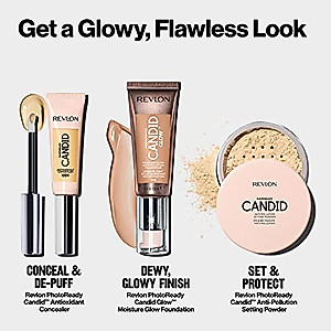 Revlon PhotoReady Candid Glow Moisture Glow Anti-Pollution Foundation with Vitamin E and Prickly Pear Oil, Anti-Blue Light Ingredients, without Parabens, Pthalates, and Fragrances, Buff, 0.75 oz