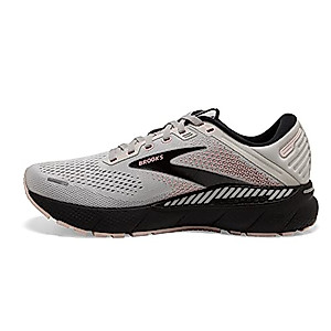 Brooks Women's Adrenaline GTS 22 Supportive Running Shoe - Grey/Rose/Black - 8 Medium