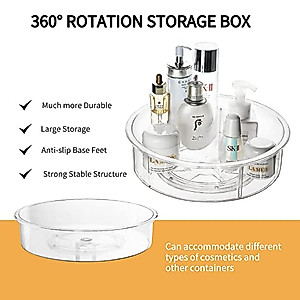vacane Clear 10" Lazy Susan Organizer, Plastic Lazy Susan Turntable for Cabinet Rotating Pantry Lazy Susan Cabinet Organizer, Refrigerator, Bathroom Makeup Perfume Organizer
