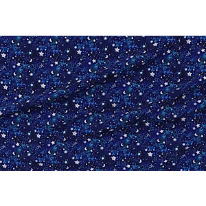Spoonflower Fabric - Star Constellations Stars Moon Night Dreamy Blue Sky Nursery Printed on Petal Signature Cotton Fabric Fat Quarter - Sewing Quilting Apparel Crafts Decor